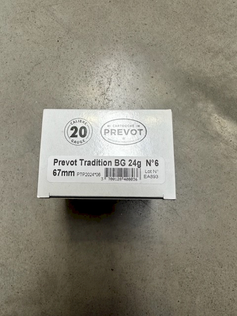 CARTOUCHE PREVOT CAL.20/67 TRADITION BATTUE BG 24G N°6 PAR 25 ...