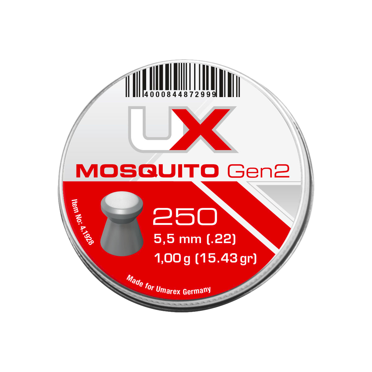 Plombs UMAREX Mosquito Gen2 5,5 mm – 250 pcs, 1,00 g tête plate